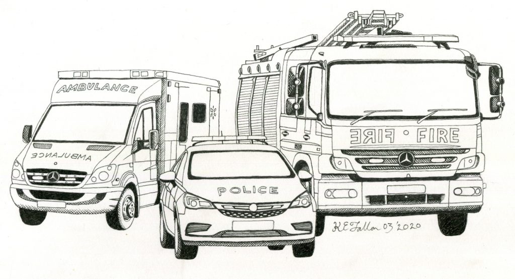 Emergency Services Colouring Page | Broody Designs